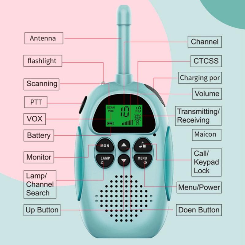 2Pcs DJ100 Children Walkie Talkie Toys Kids Interphone Mini Handheld ...