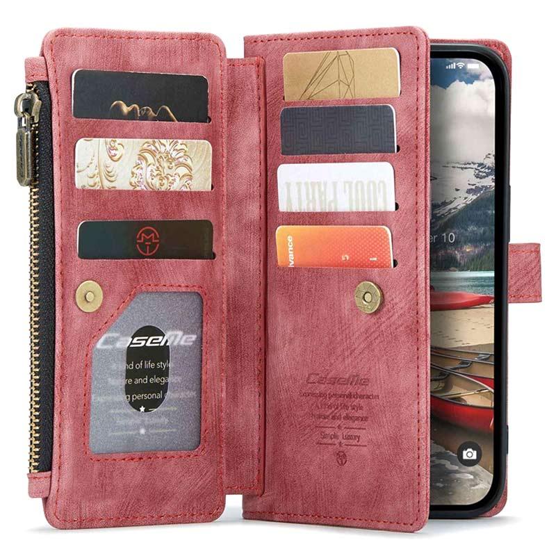 Caseme C30 Multifunctional iPhone 14 Pro Max Wallet Case - Red