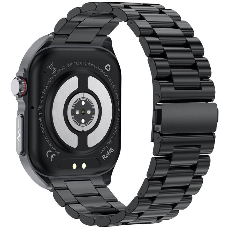 ET585 Smartwatch with AMOLED Display with ECG, SOS Emergency Call - Black