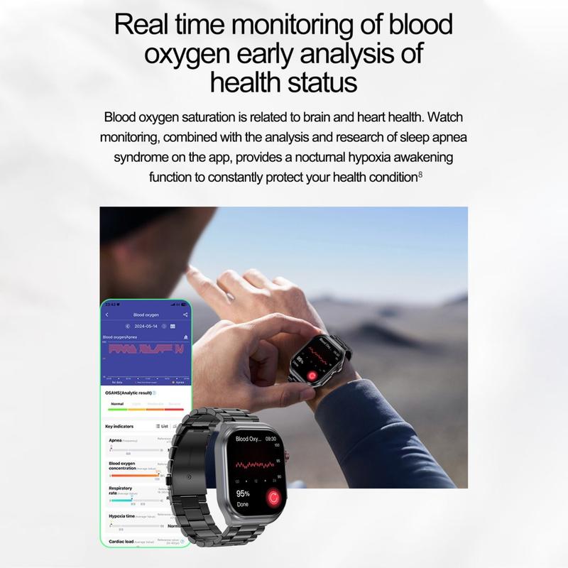 ET585 Smartwatch with AMOLED Display with ECG, SOS Emergency Call - Black