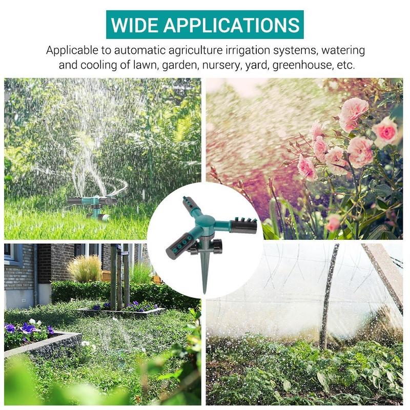 Garden Sprinkler Water Sprinkler Automatic 360-degree Rotating 3 Arms ...