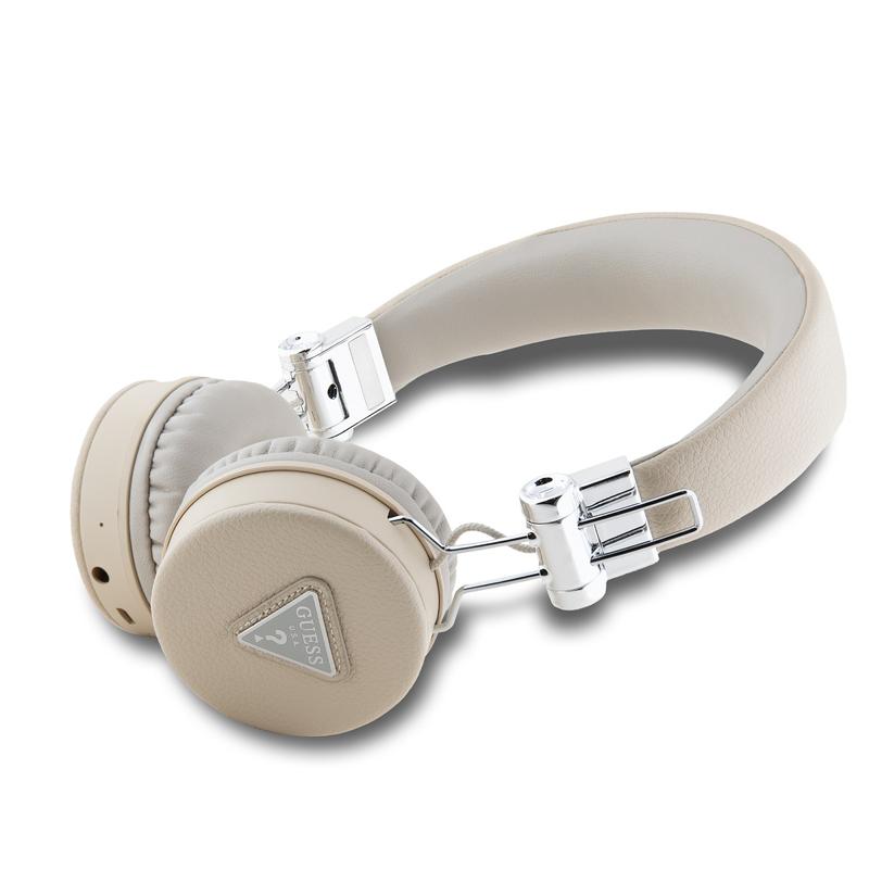 Guess Grained Triangle Logo ENC Wireless Headphones - Beige