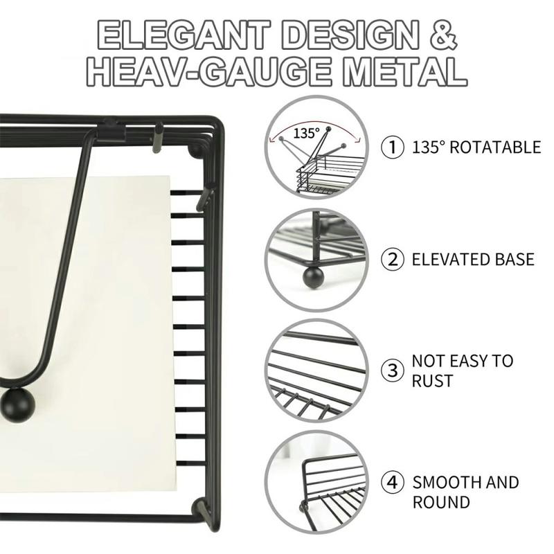 Iron Napkin Holder with Paper Press - Black