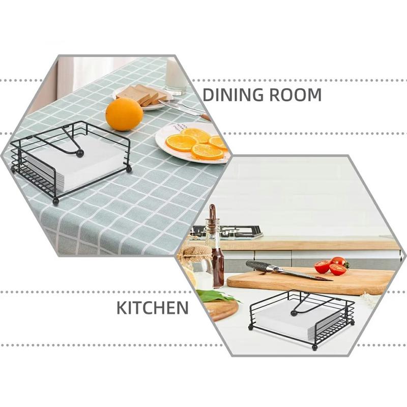 Iron Napkin Holder with Paper Press - Black