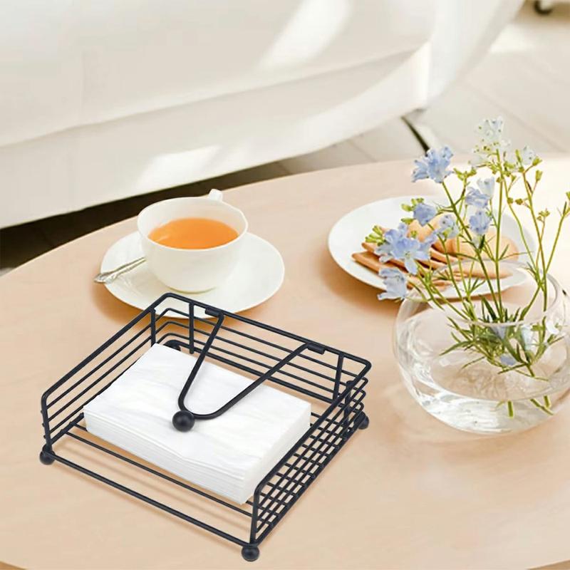 Iron Napkin Holder with Paper Press - Black