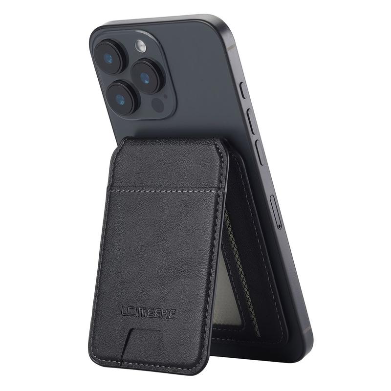 LC.IMEEKE RFID Blocking Magnetic Card Holder with Kickstand - Black