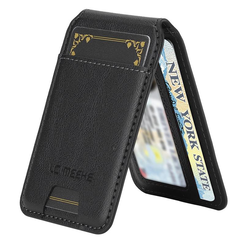 LC.IMEEKE RFID Blocking Magnetic Card Holder with Kickstand - Black
