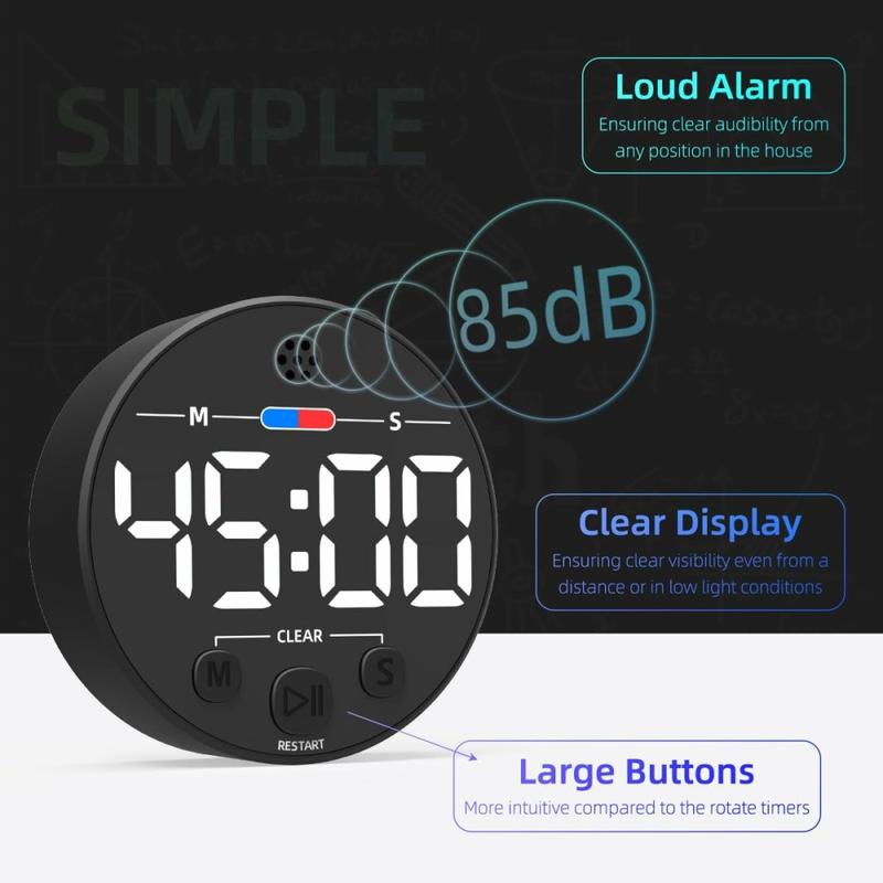 Magnetic LED Countdown Timer GL320 with Digital Display - Black / White