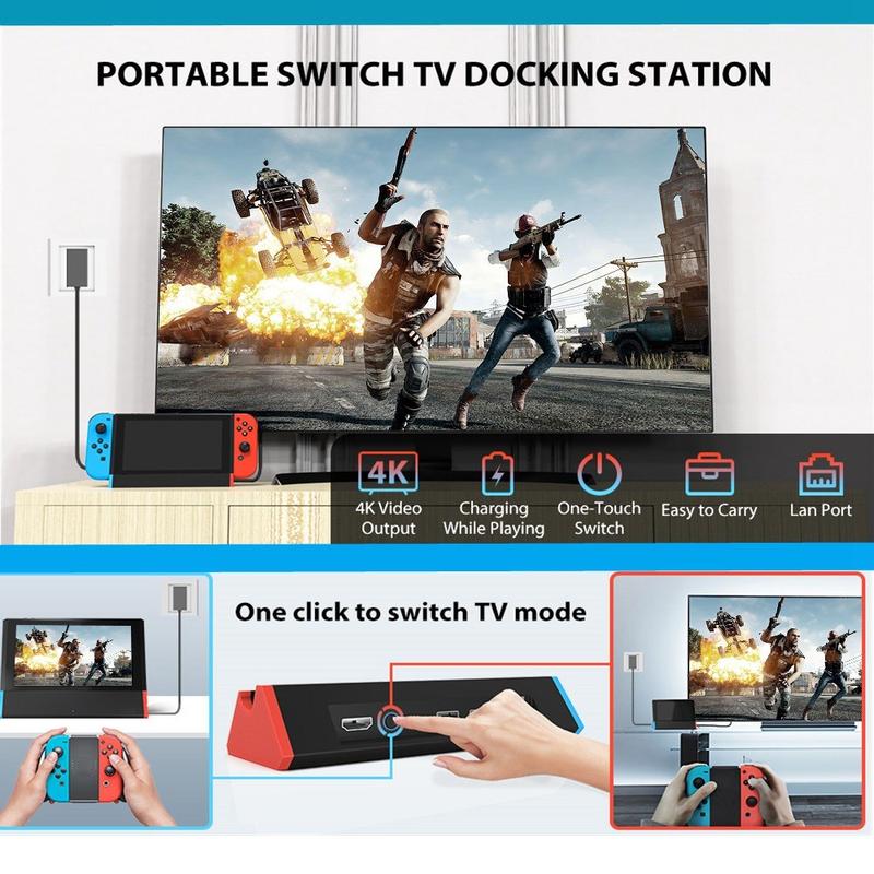 Multi-Port Charging Dock for Nintendo Switch / Switch OLED (LAN Model) Game Console Portable ...