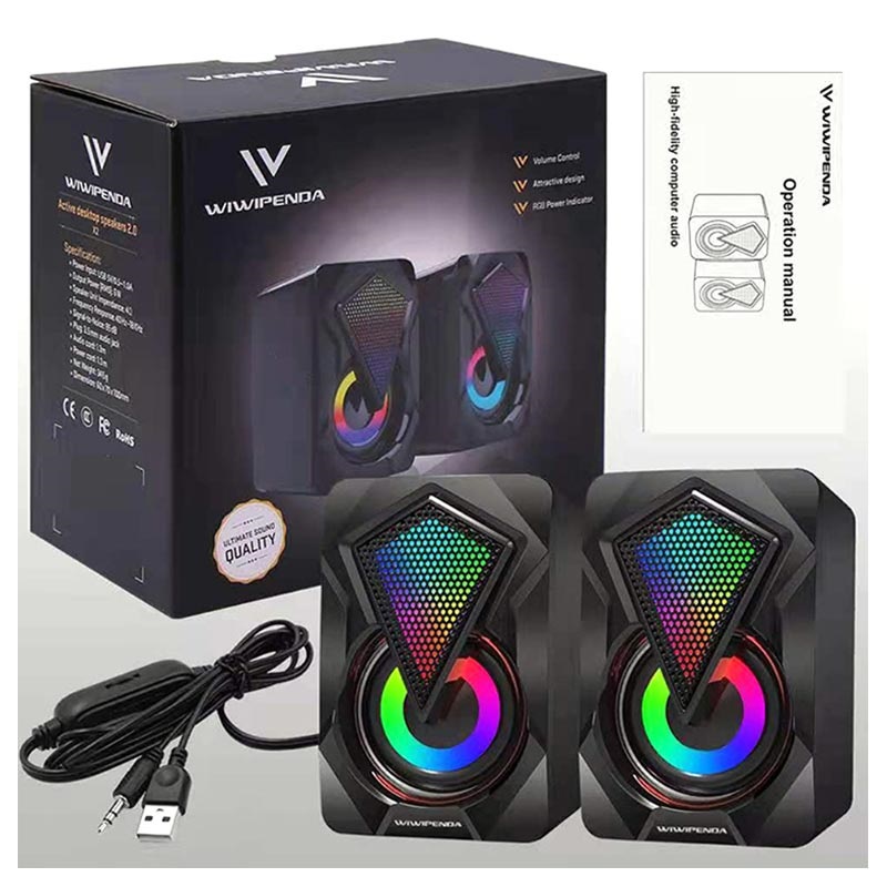 RGB Stereo Gaming Speakers X2 - 2x3W - Black