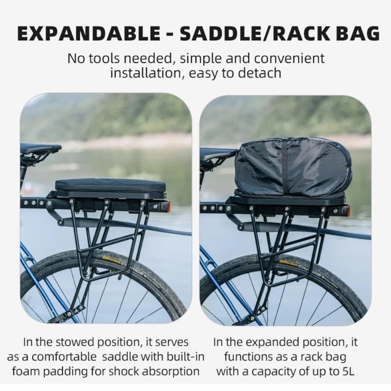 ROCKBROS D83 Bicycle Rear Rack Capacity Expandable Bike Pannier Pack ...