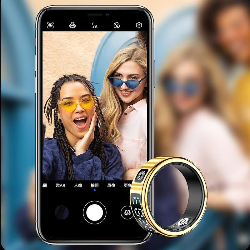 SR08 Smart Ring with Digital Display - Size: 21.5mm - Black