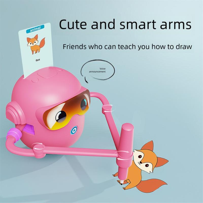 Smart Drawing Robot for Kids with 100 Drawing Cards - Pink