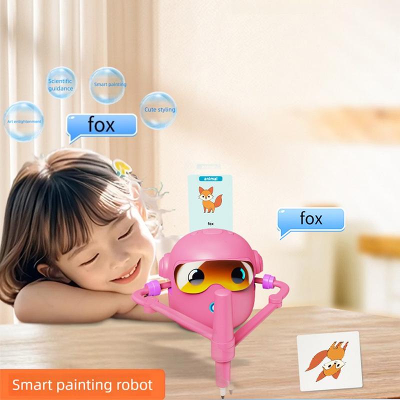 Smart Drawing Robot for Kids with 100 Drawing Cards - Pink