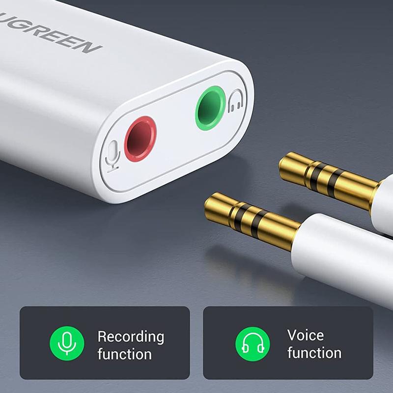 UGREEN 30724 USB Audio Adapter External Stereo Audio Sound Card with 3 ...