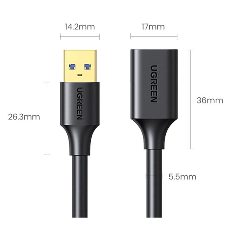 Ugreen USB 3.0 Male/Female Extension Cable - 2m - Black
