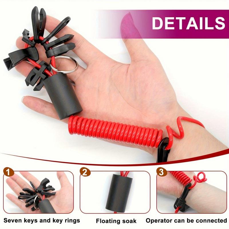 Universal Boat Kill Switch Lanyard with 7 Keys - 1.6m