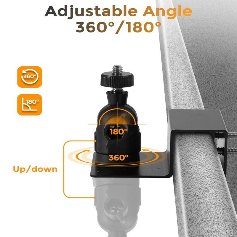 Universal Surveillance Camera Railing/Gutter Mount - Black