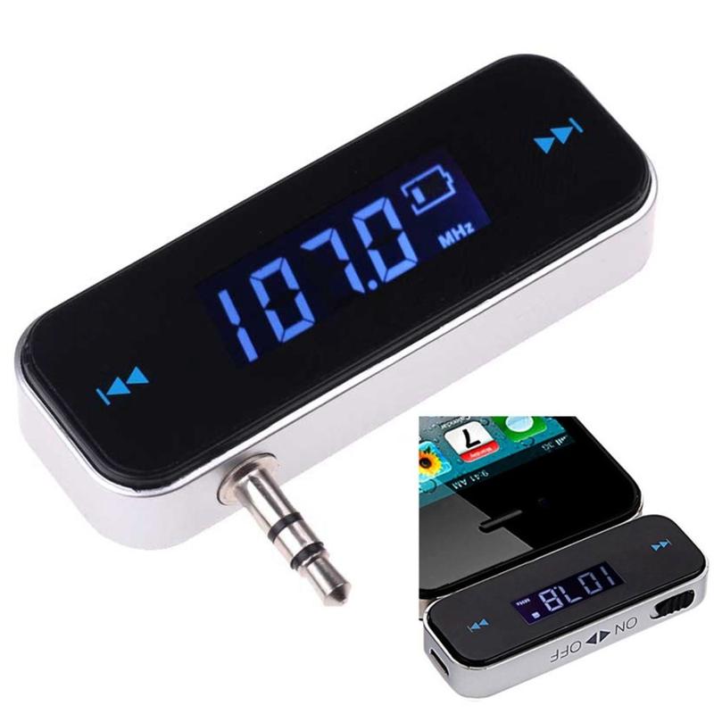 Universal Wireless FM Transmitter w. 3.5mm AUX, LCD Display