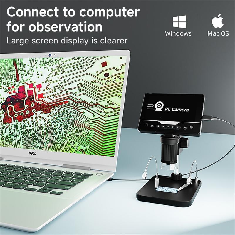 V17 Handheld Digital Microscope with 5″ IPS Screen - 5-1000× Zoom - Black