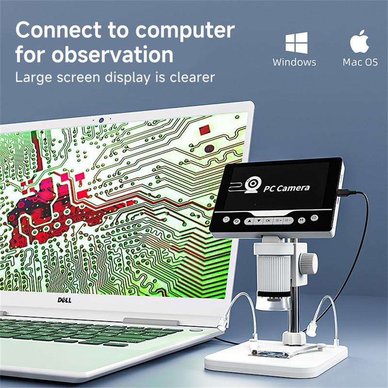 V17 Handheld Digital Microscope with 5″ IPS Screen - 5-1000× Zoom - White