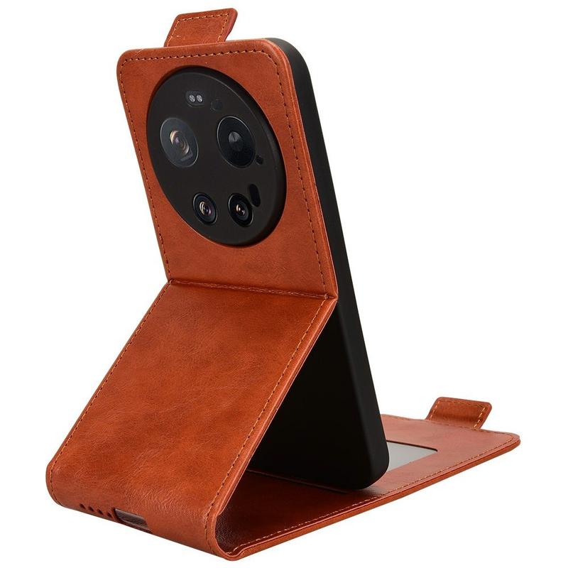 Xiaomi 17 Ultra Vertical Flip Case with Stand - Brown