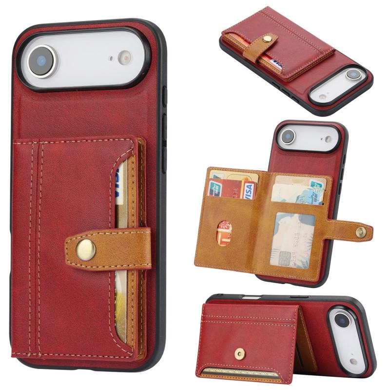 iPhone 17 Air Retro Style Case with Wallet - Red
