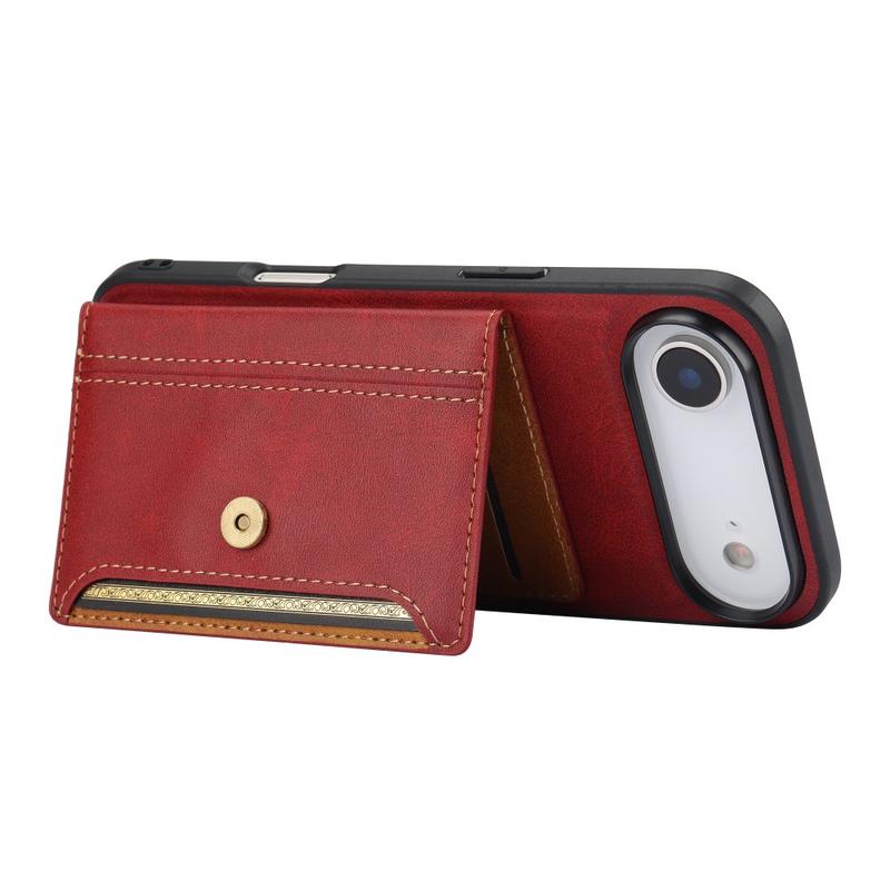 iPhone 17 Air Retro Style Case with Wallet - Red