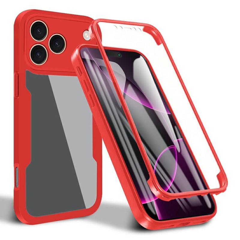 iPhone 17 Pro Max 360 Protection Series Case - Red / Clear
