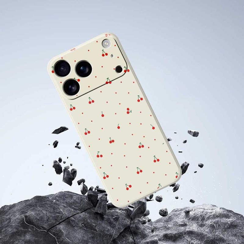 iPhone 17 Pro Max Cherry Pattern TPU Case - Black