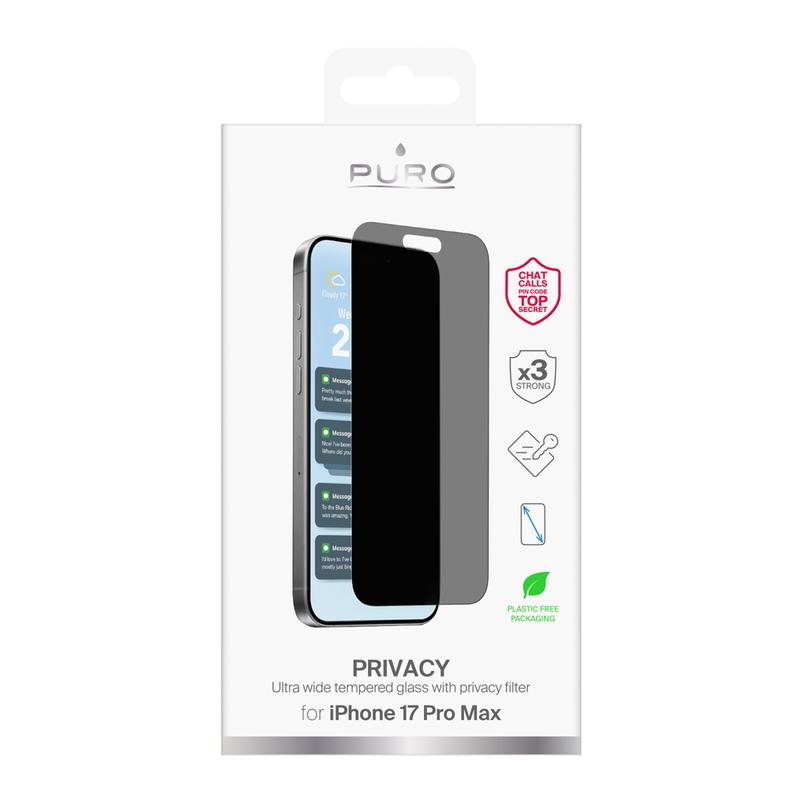 iPhone 17 Pro Max Puro Privacy Tempered Glass Screen Protector 9H ...