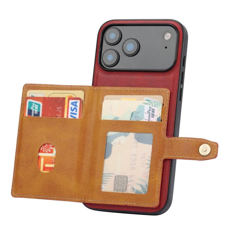 iPhone 17 Pro Max Retro Style Case with Wallet - Red