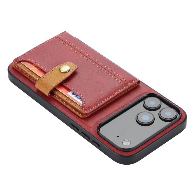 iPhone 17 Pro Max Retro Style Case with Wallet - Red