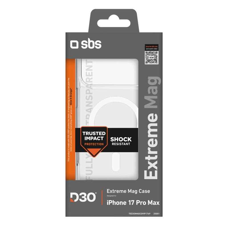 iPhone 17 Pro Max SBS Extreme Mag D3O MagSafe Case - Transparent