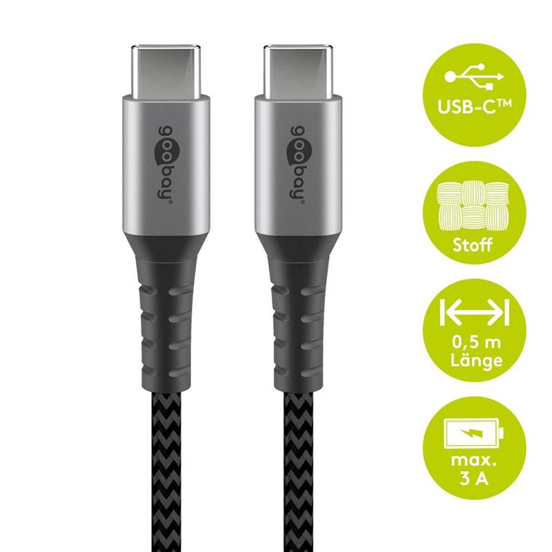 Goobay USB-C / USB-C Cable - 0.5m - Space Grey / Silver